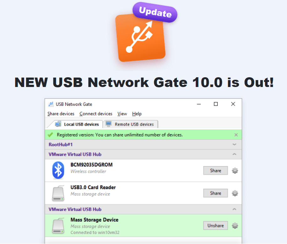 New Release of USB Network Gate 10