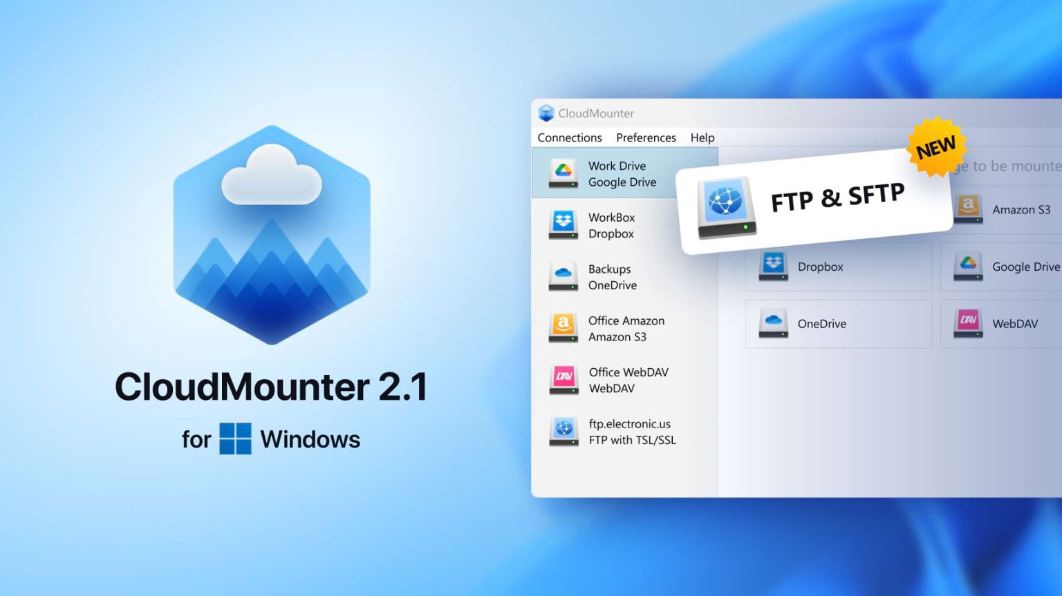CloudMounter for Windows now with FTP/SFTP/FTPS/FTPES support